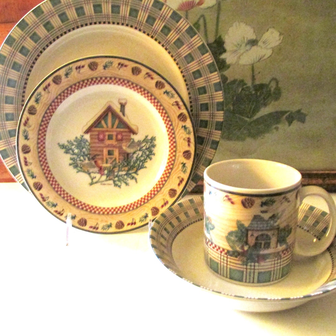 Vintage winter Birds Debbie Mumm, NIB Sakura Christmas Dinnerware, Sold ...