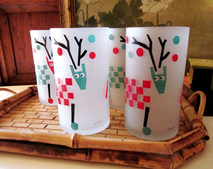 Katja Christmas High Ball Glasses, Set of Four Mod Frosted Glasses ...