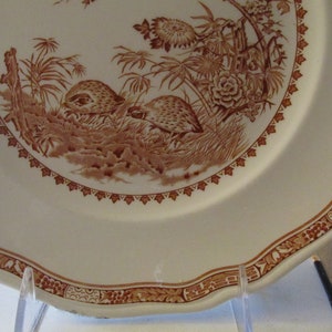 Vintage Furnival Quail Dinner Plate, Chinoiserie Brown Transferware ...