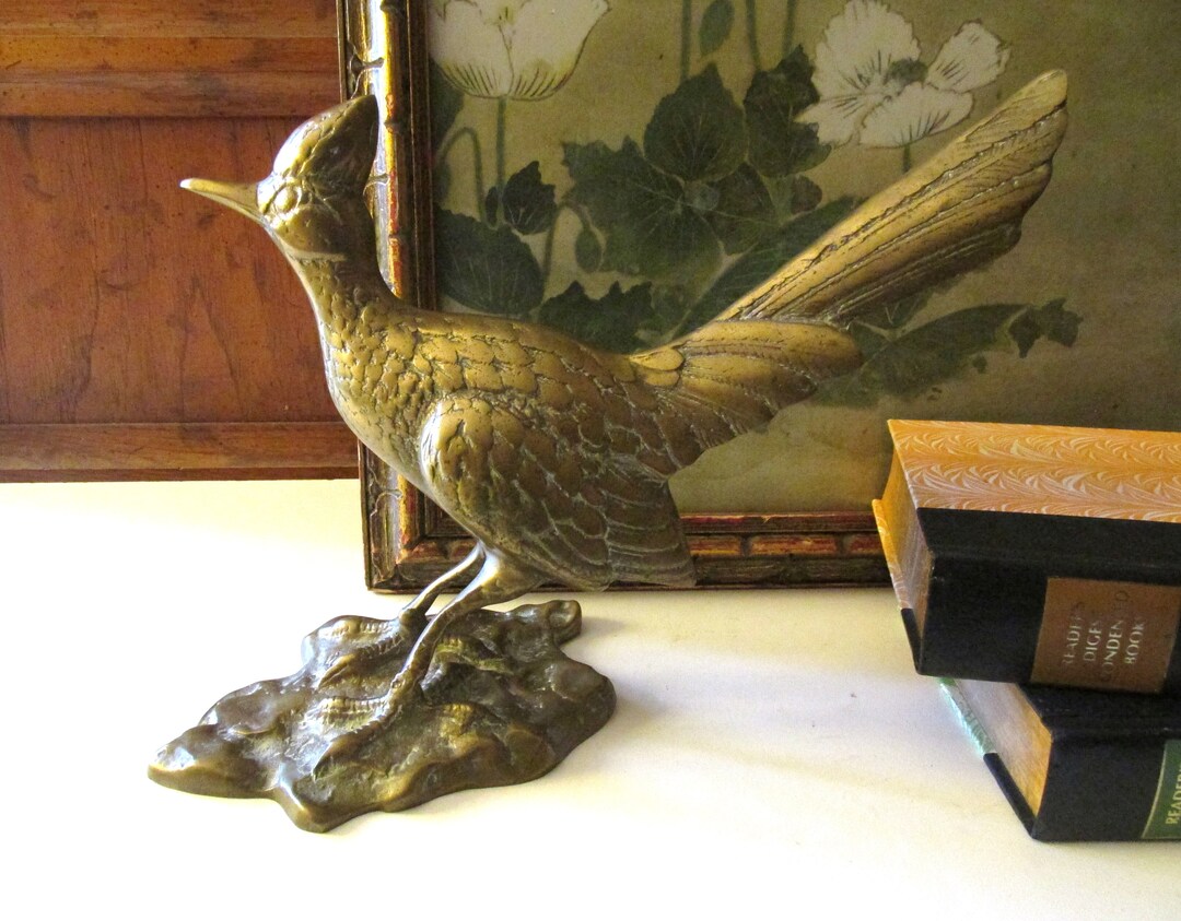 Vintage Brass Road Runner Sculpture, Hollywood Regency Brass Decor ...
