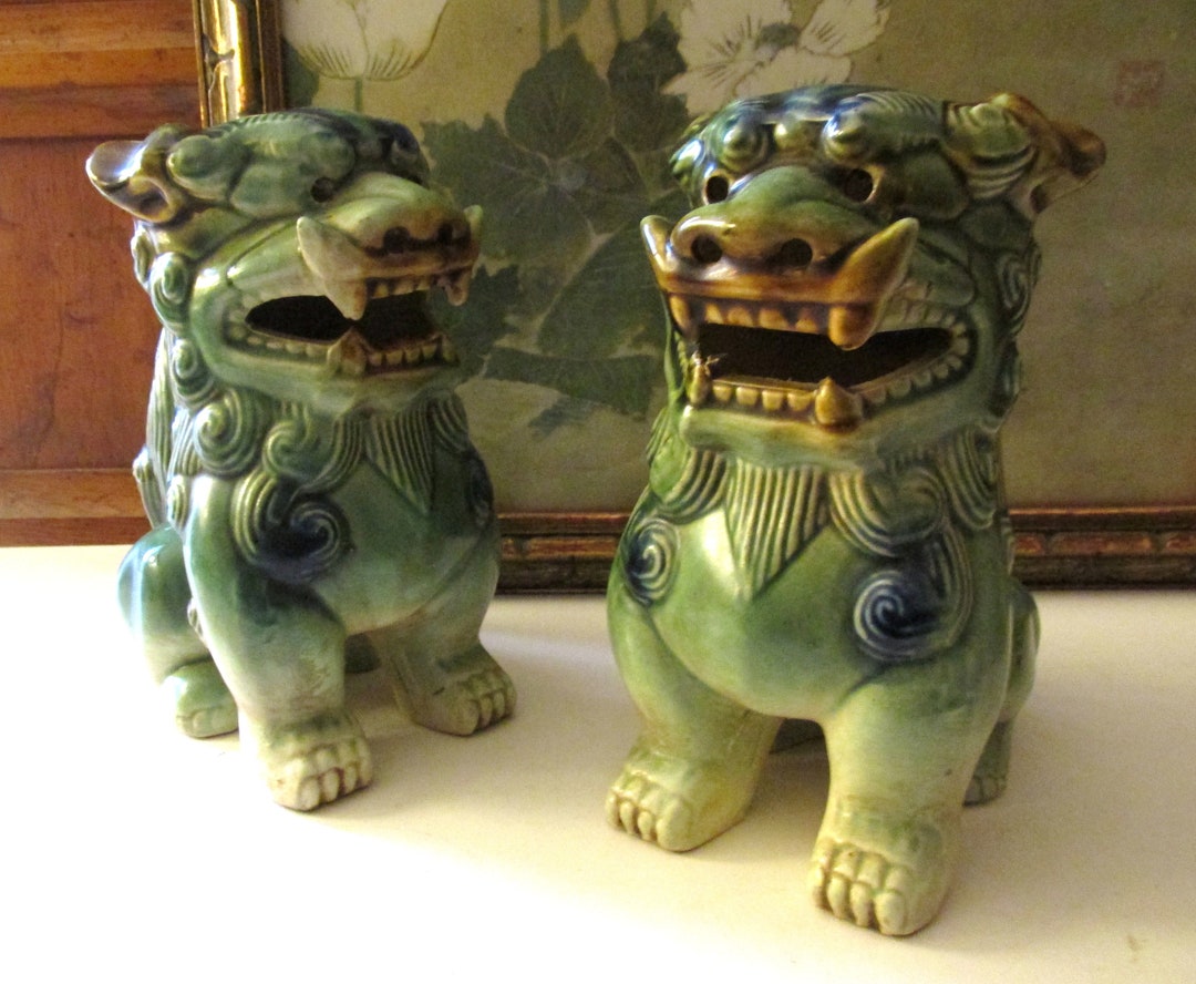 Vintage Foo Dogs Chinoiserie Lion Dogs Mantel Dogs - Etsy