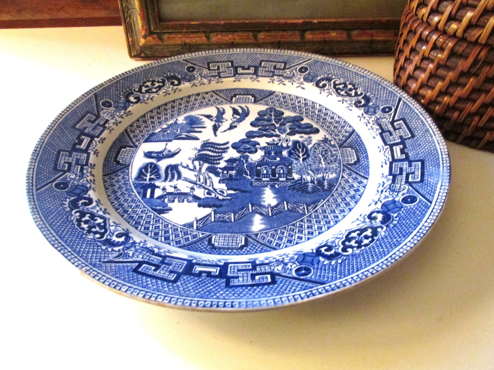 1920's Ridgways England Blue Willow Semi China Plate, Antique Dinner ...