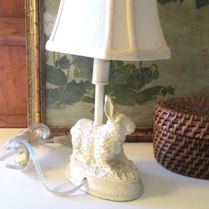 Vintage Mini White Rabbit Table Lamp With Shade, Bunny Accent Lamp ...