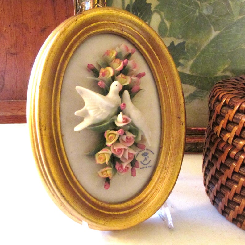 Vintage Capodimonte Porcelain Doves Floral Wall Plaque, Italy - Etsy