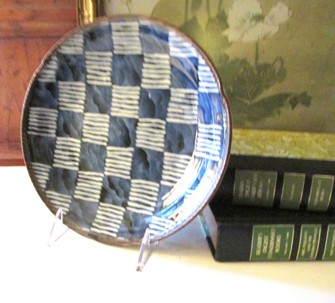 Vintage Chinoiserie Checker Board Design Plate, Japanese Porcelain ...