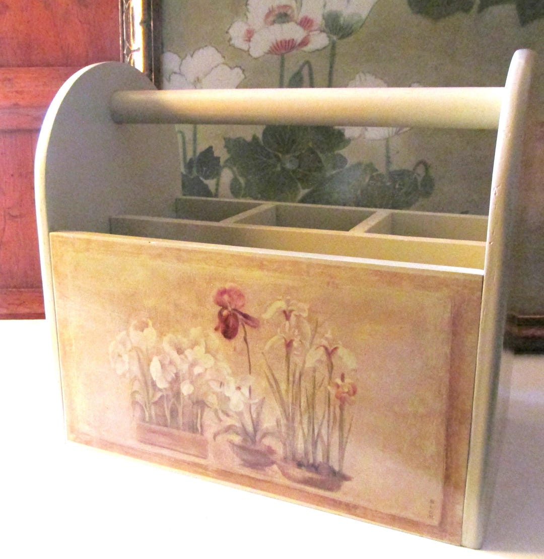 Vintage Cheri Blum Floral Wooden Caddy, Kamenstein 1997 - Etsy
