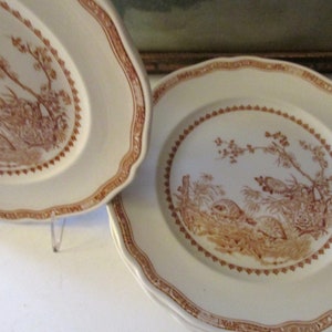 Vintage Furnival Quail Dinner Plate, Chinoiserie Brown Transferware ...