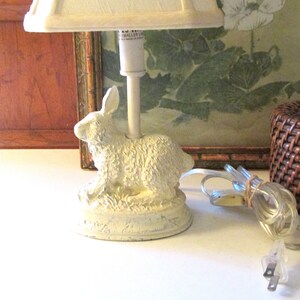Vintage Mini White Rabbit Table Lamp With Shade, Bunny Accent Lamp ...