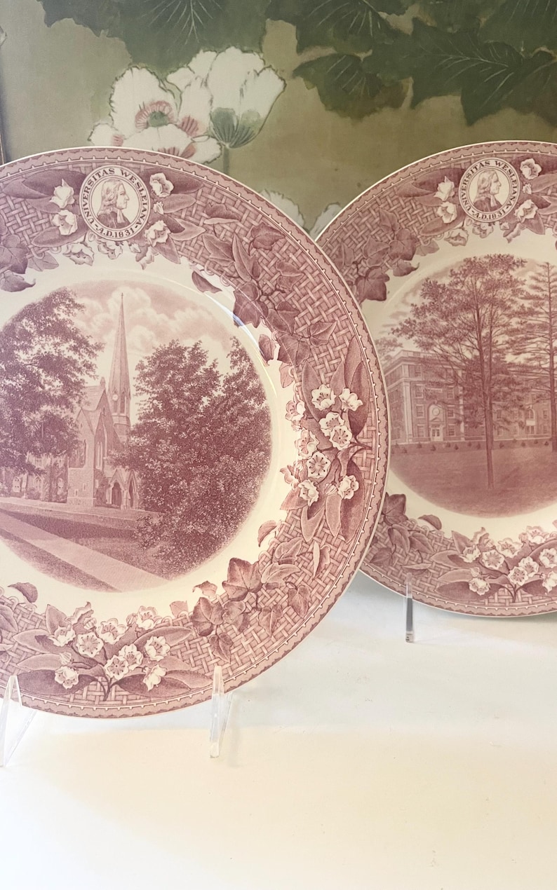 Vintage Wedgwood Wesleyan University Centennial Plates, Red ...