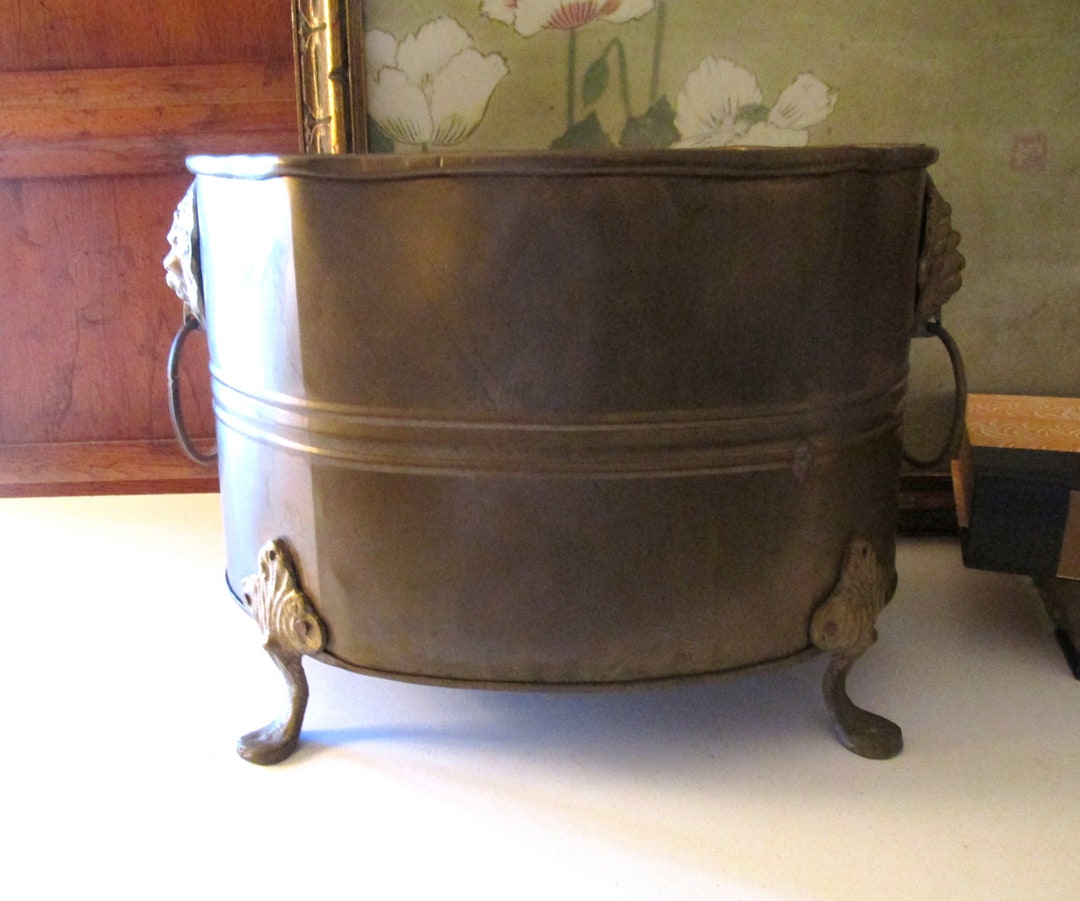 Vintage Brass Cachepot, Brass Footed Planter, Brass Decor, Brass Pot ...