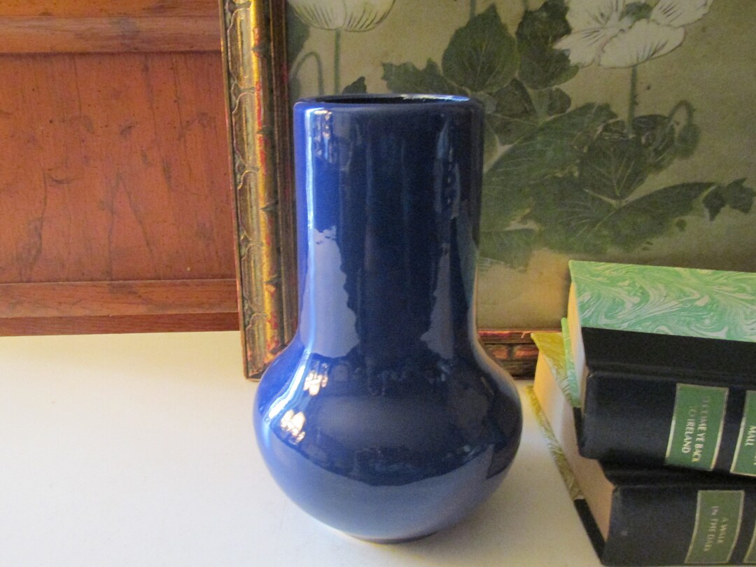 Bauer Vintage Modern Vase, California Pottery Vase, Royal Blue Vase ...