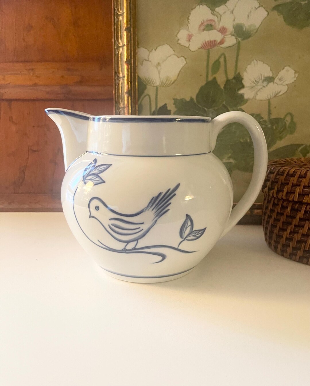 Vintage Schmid Design Folio Blue Bird Pitcher, Made in Viana Do Castelo ...