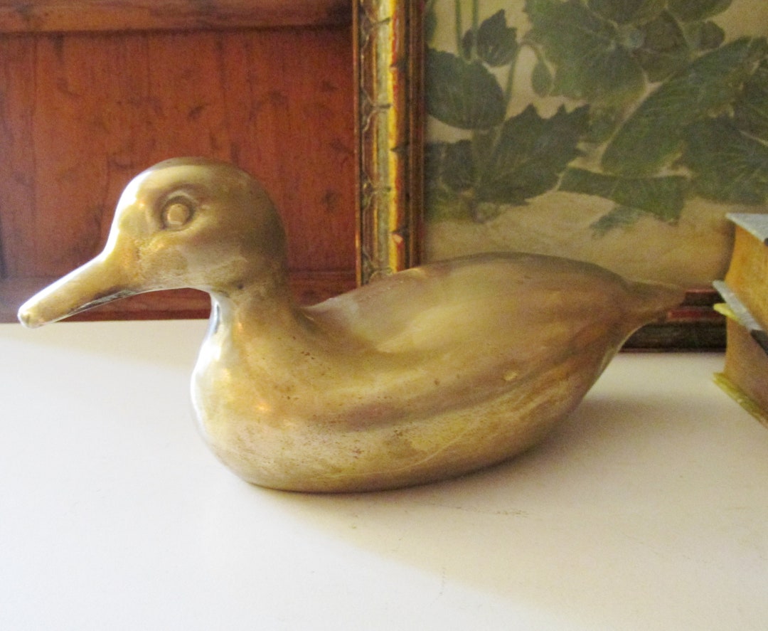 Vintage Solid Brass Duck, Brass Decor, Farmhouse Decor, Father's Day ...