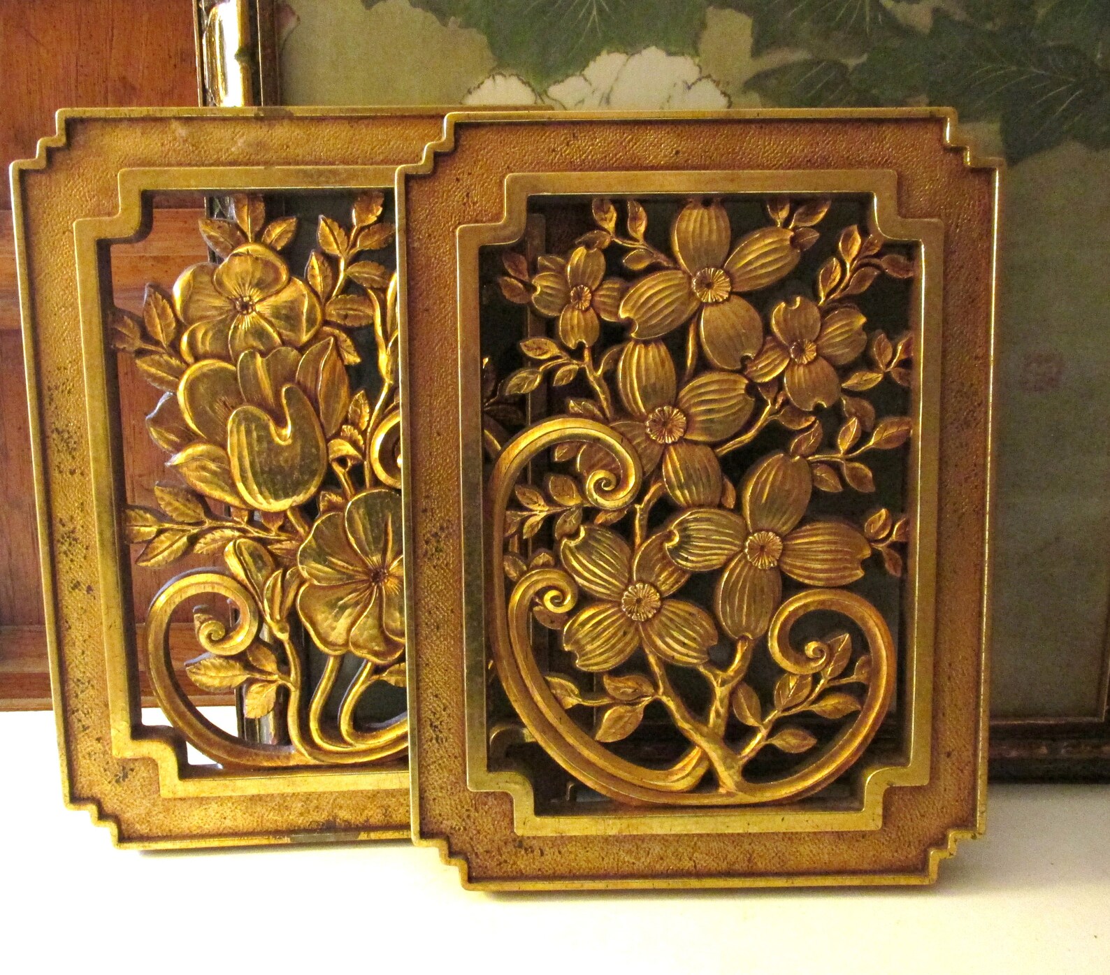 Vintage Syroco Wall Decor Pair of Chinoiserie Plaques - Etsy