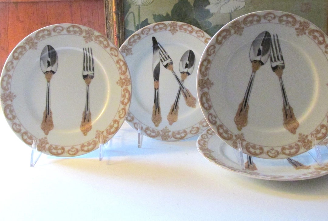 French Limoges Dessert Plates, Set of Four Forks & Spoons Plates, St ...