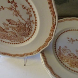 Vintage Furnival Quail Dinner Plate, Chinoiserie Brown Transferware ...