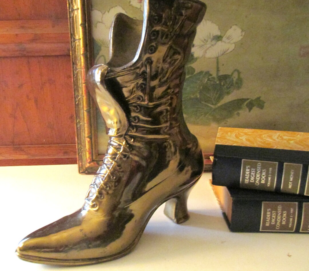 Vintage Cast Metal Victorian Boot Planter, Closet Decor, Boho Chic ...