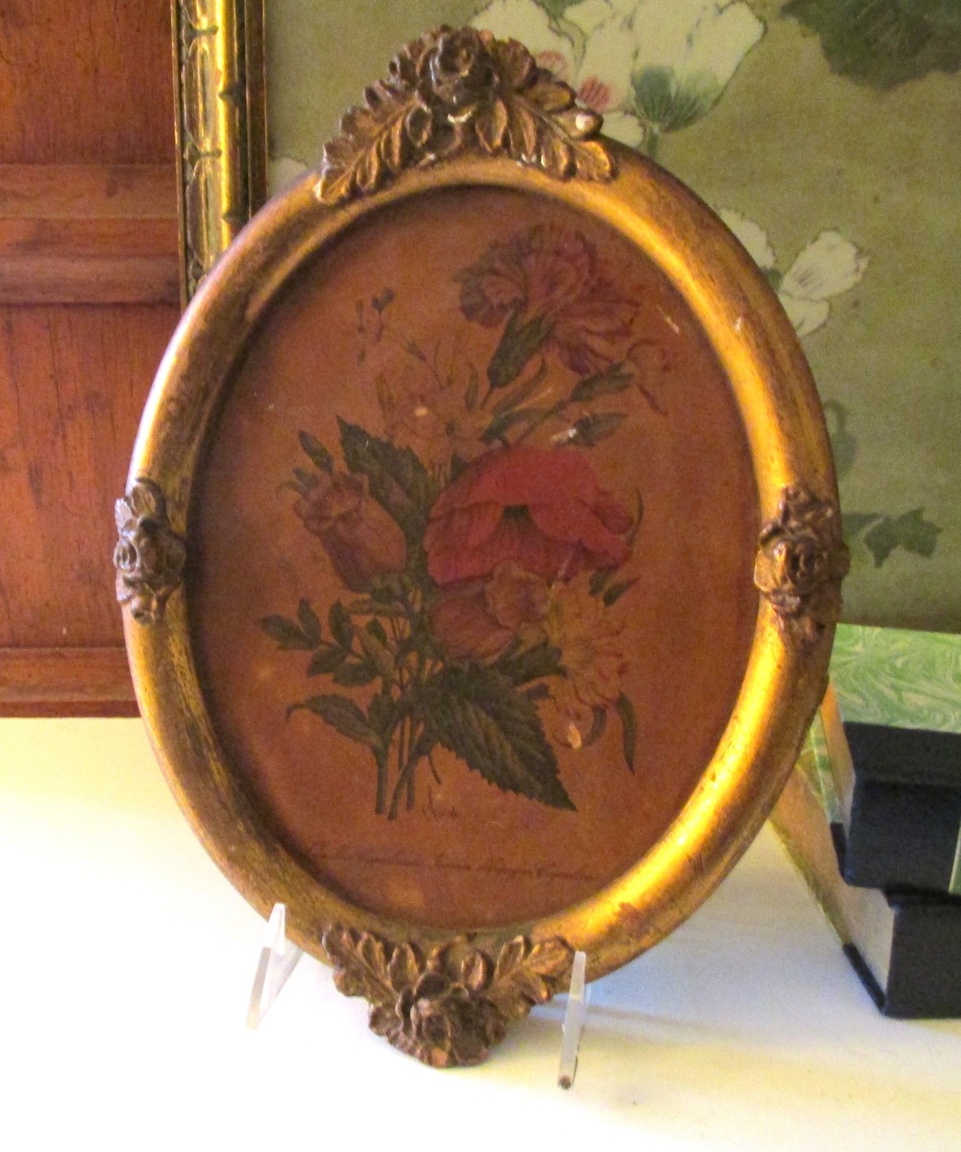 Vintage Cast Plaster Wall Plaque, Floral Design, Borghese Chalkware ...