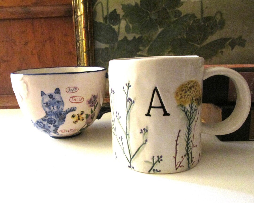 Nathalie Lete Jumbo Mug, Anthropologie Alphabet Mug, Titania Cat Mug ...