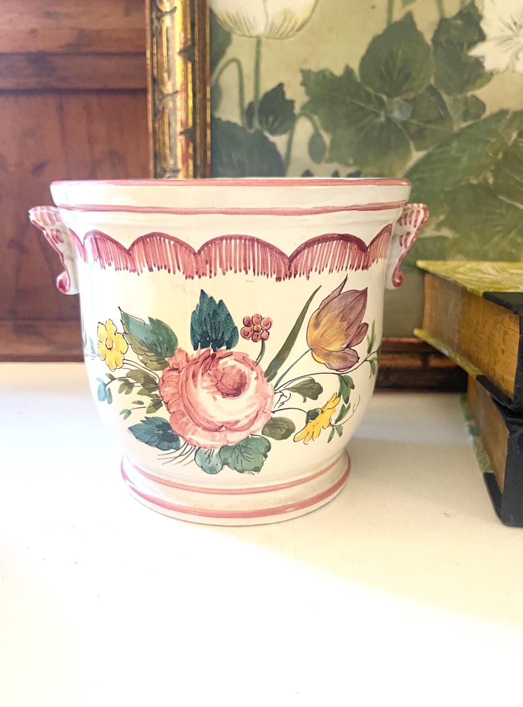 Vintage Italian Pottery Planter, Hand Painted Cachepot, Orchid Pot ...