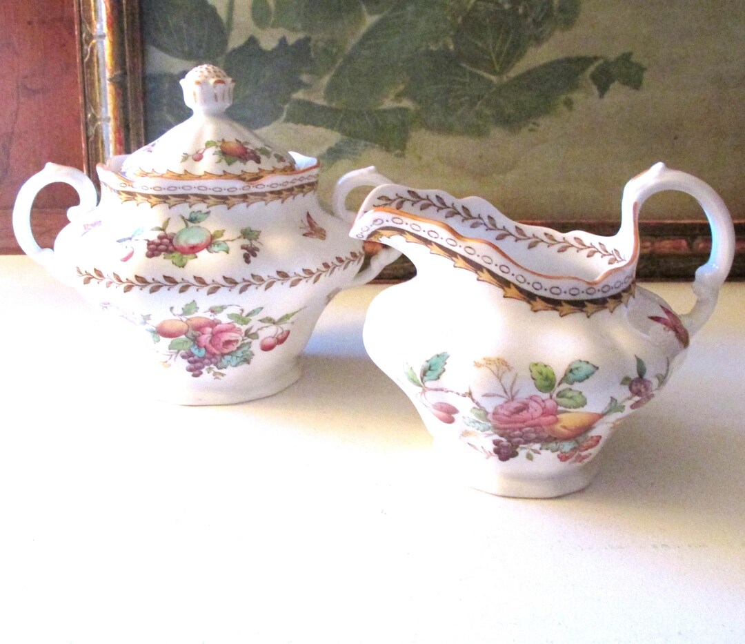Vintage Spode England rockingham Bone China Creamer and Sugar Bowl ...