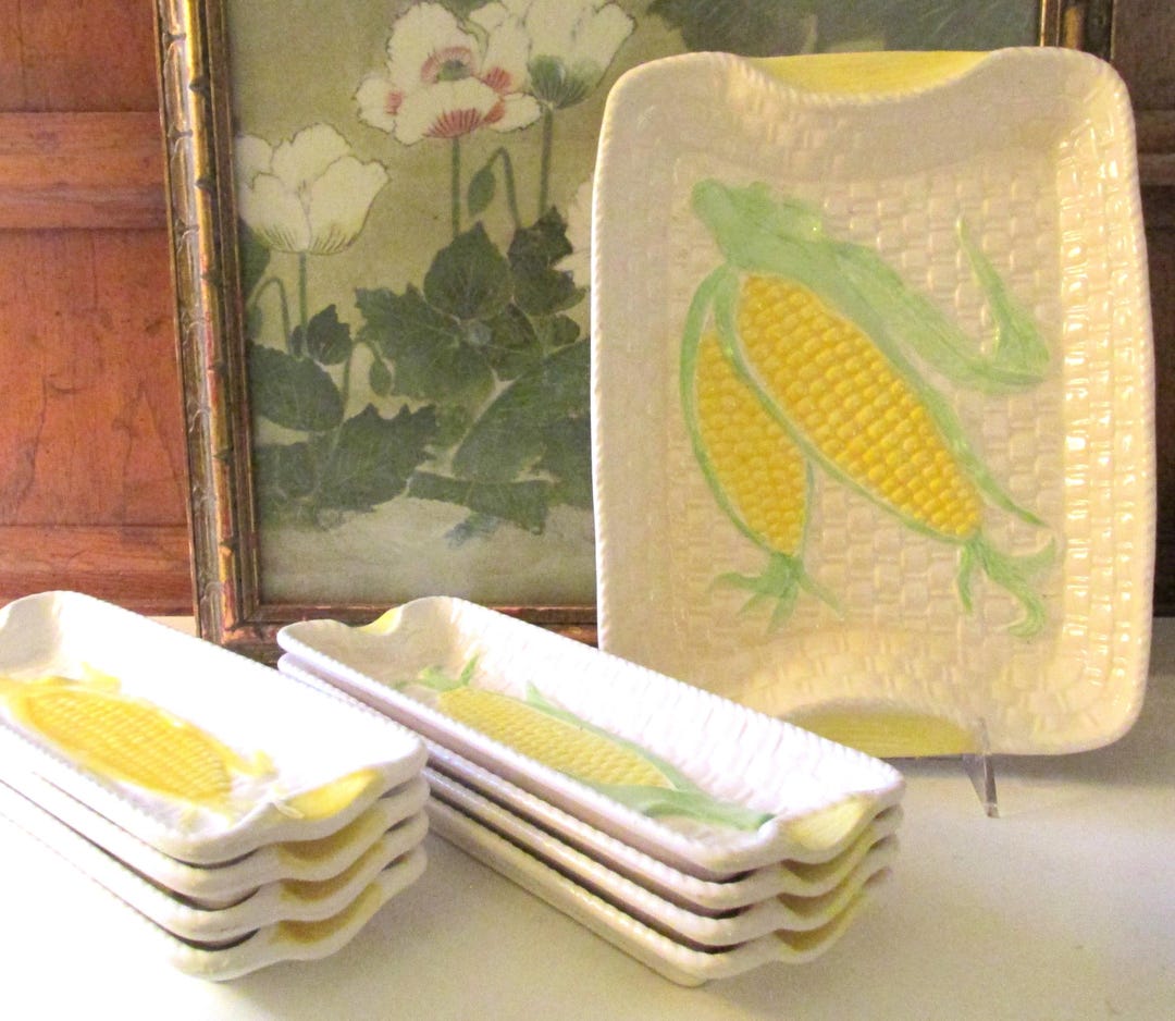 Vintage Shafford Japan 9 Piece Corn Serving Set, Shafford Ceramic Corn ...