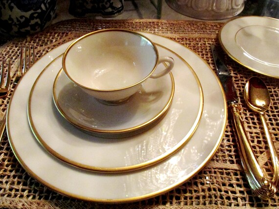 Lenox mansfield Gold Rim Dinnerware Wedding | Etsy