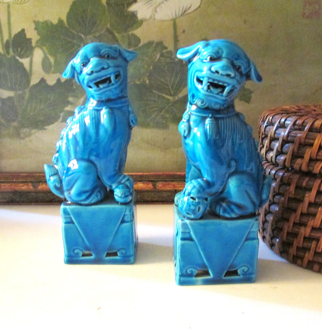 Vintage Turquoise Foo Dogs, Chinoiserie Chic Gift, Grandmillennial ...