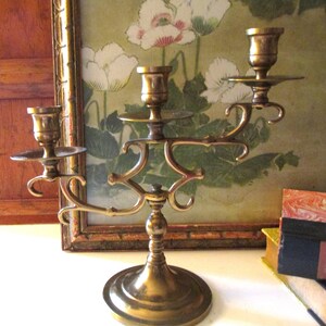 Vintage Brass Candelabra, Three Arm Candlestick Holder, Marked m ...
