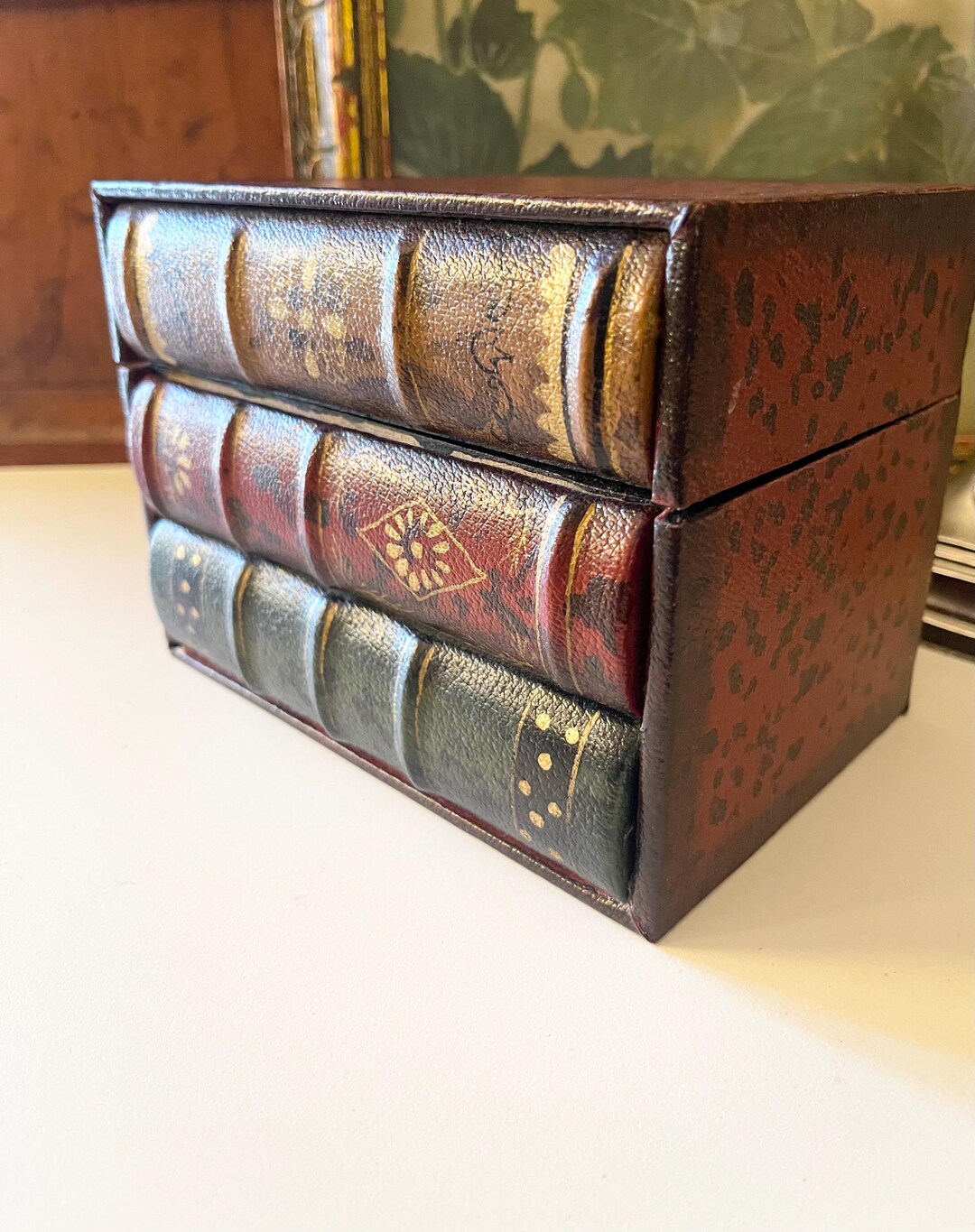 Vintage Faux Stacking Book Storage Box, Library Decor, Home Office Bin ...