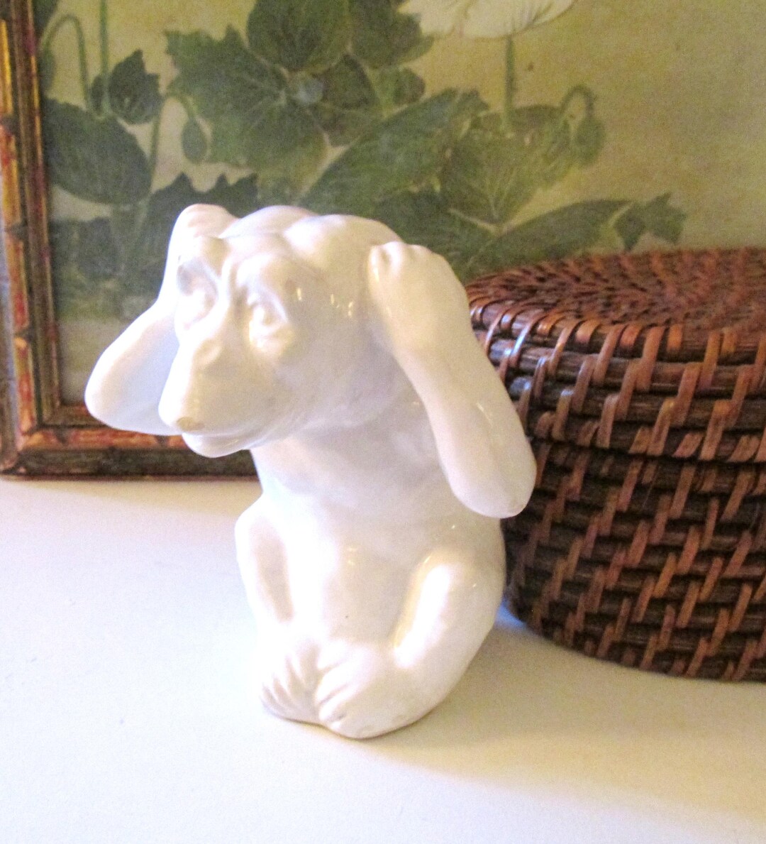 Vintage Italian Pottery Monkey Figurine, White Monkey, Hear No Evil ...