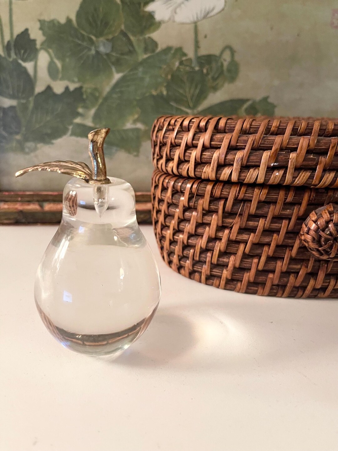 Vintage Glass Pear Paperweight, the Bombay Company, Fruit Paperweight ...
