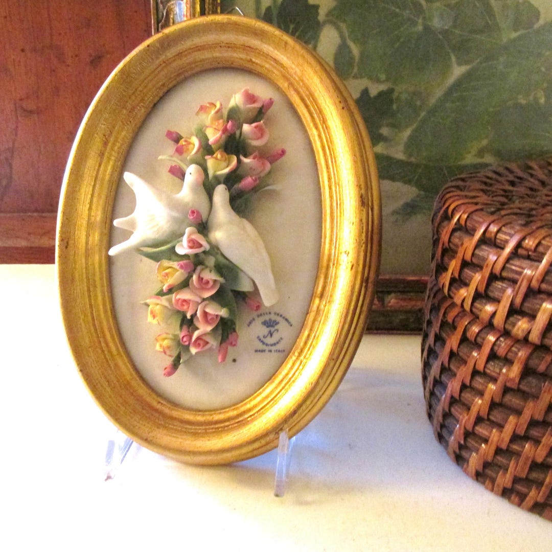 Vintage Capodimonte Porcelain Doves Floral Wall Plaque, Italy - Etsy