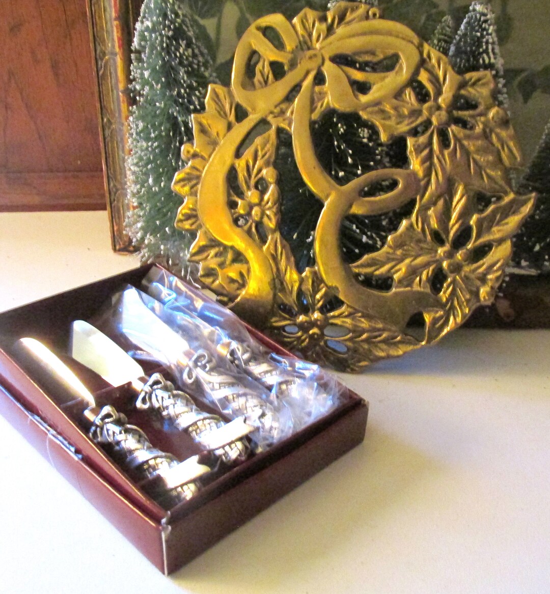 Vintage Arthur Court Holiday Spreaders, Boxed Set of Four, Silver and ...