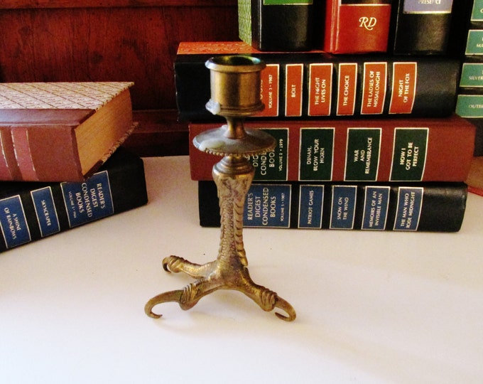 Vintage Claw Foot Brass Candlestick, Raven Claw Foot, Macabre Decor ...