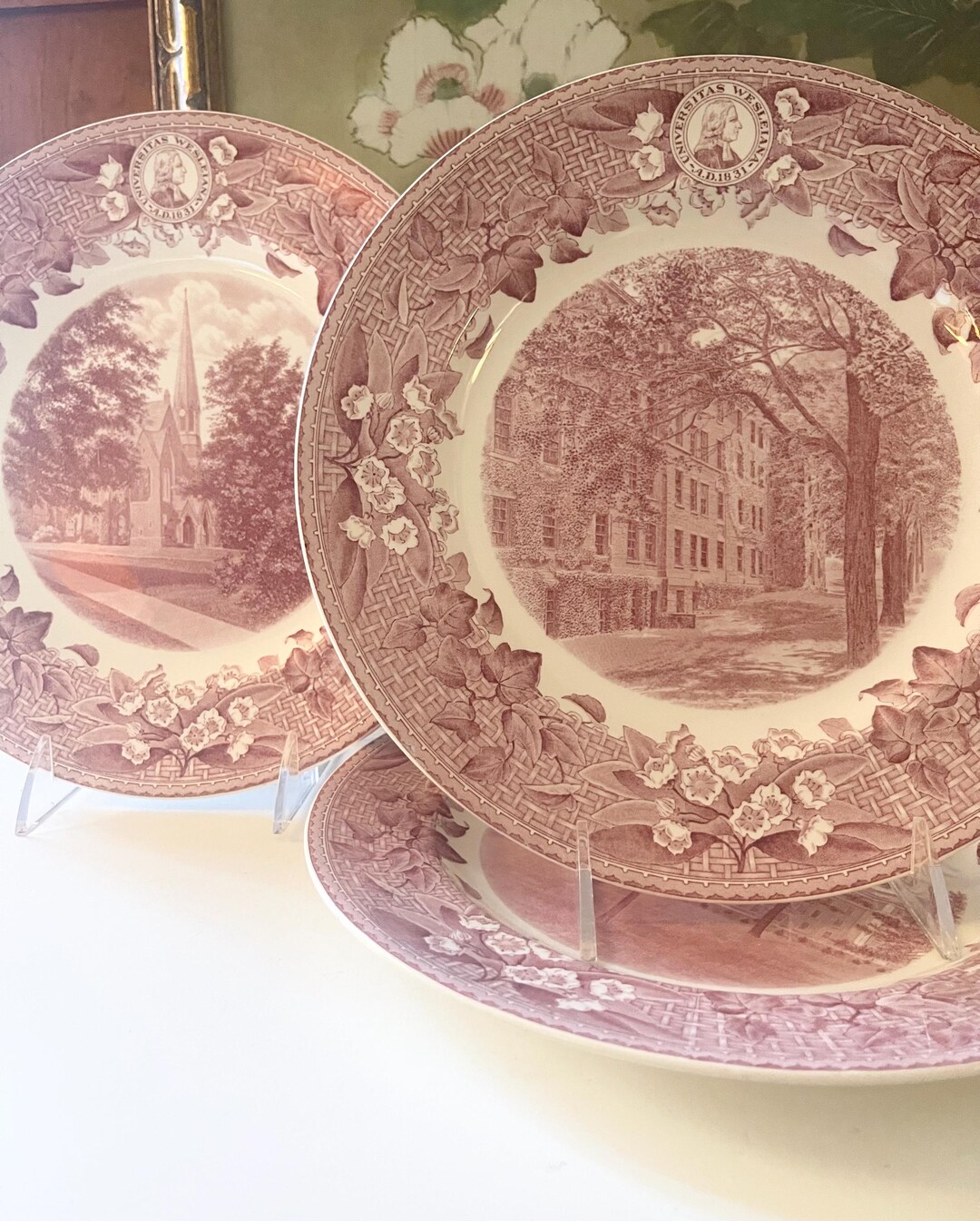 Vintage Wedgwood Wesleyan University Centennial Plates, Red ...