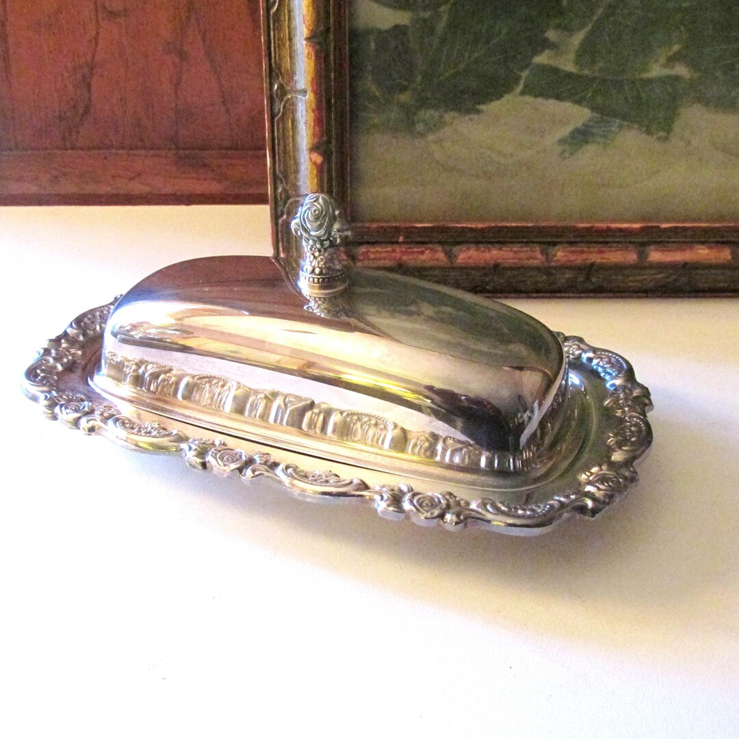 Vintage Oneida Du Maurier Silver Plated Butter Dish With Glass Insert ...