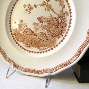 Vintage Furnival Quail Dinner Plate, Chinoiserie Brown Transferware ...