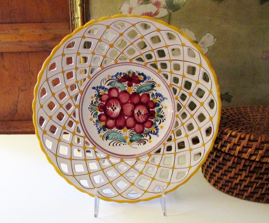 Vintage Potttery Hand Painted Wall Plate, Handmade Modra Ceramics ...