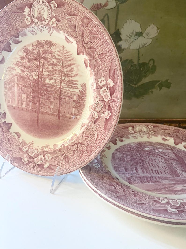Vintage Wedgwood Wesleyan University Centennial Plates, Red ...