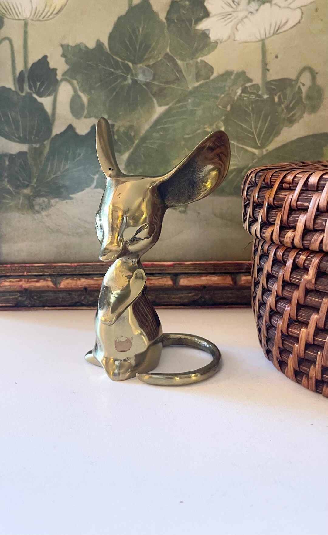 Vintage Modernist Brass Big Earred Mouse Figurine Hollywood Regency ...