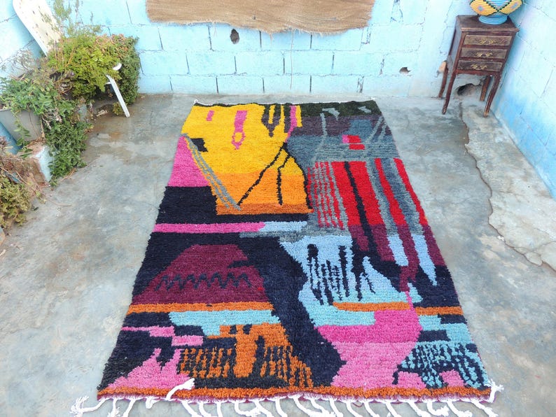 Colorful Wool Berber Rug – Handmade Moroccan Boujaad Rug - Etsy