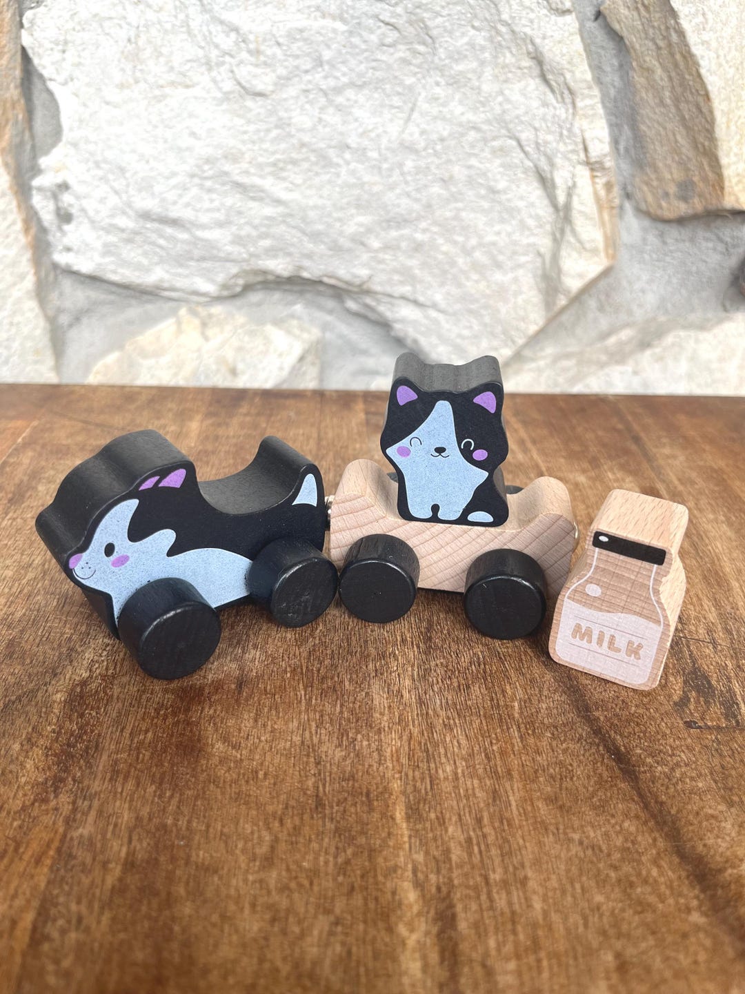 Wooden Cat and Kitten Play Set – Montessori Animal Toy - Etsy