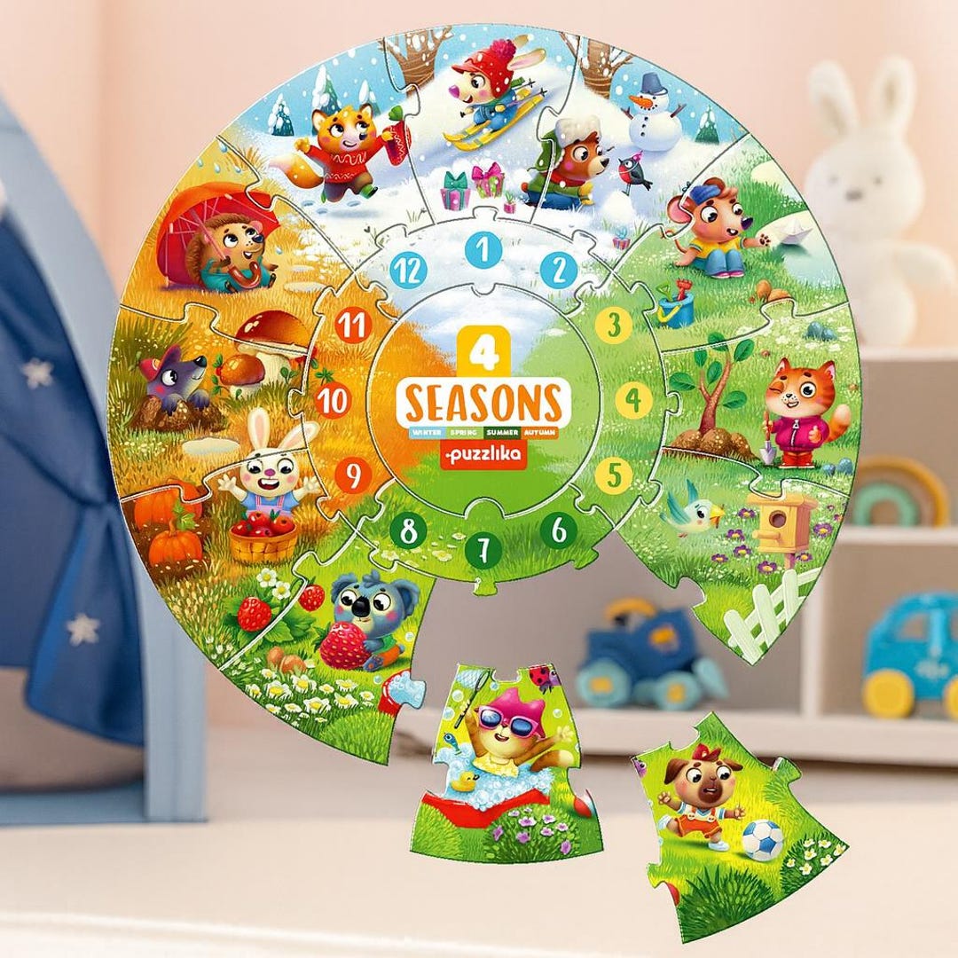 4 Seasons Jigsaw Puzzle, Montessori Learning Toy, Eco-friendly Gift - Etsy