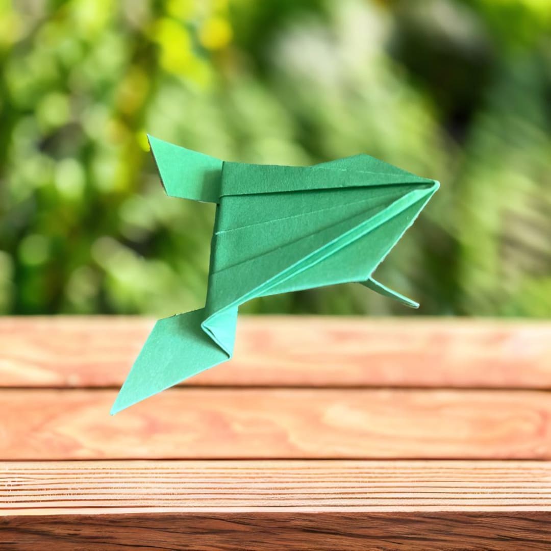 Jumping Origami Frog. – Hand-folded Paper Toy/decoration With Positive ...