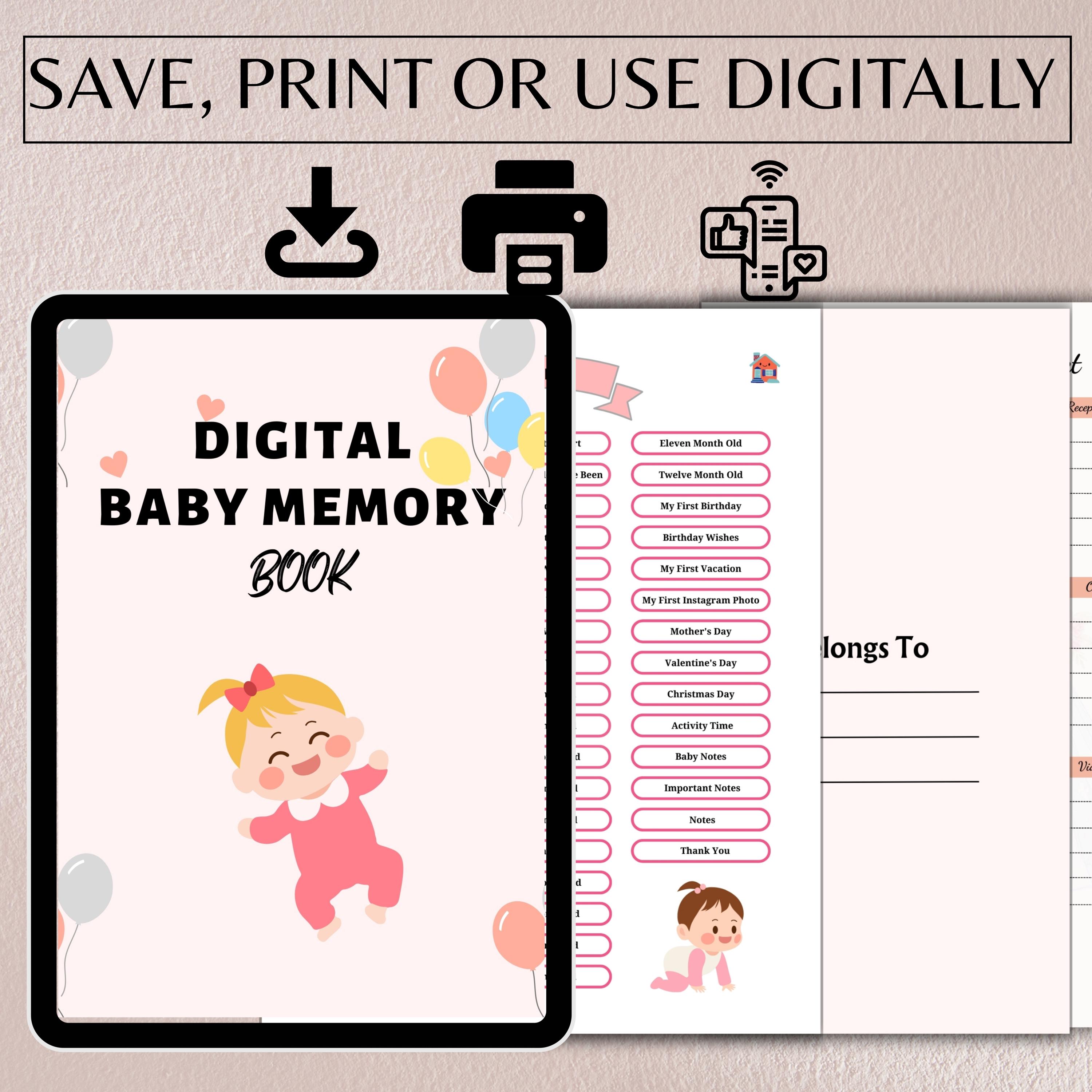 Editable Baby Memory Book Template: Milestone Journal Keepsake (8.5x11 ...