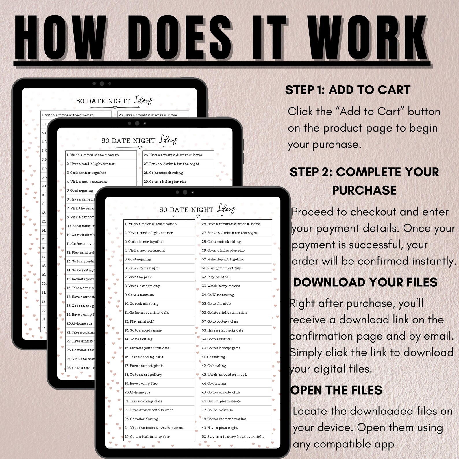 Date Night Ideas: Printable Couples Journal (PDF Download) - Etsy