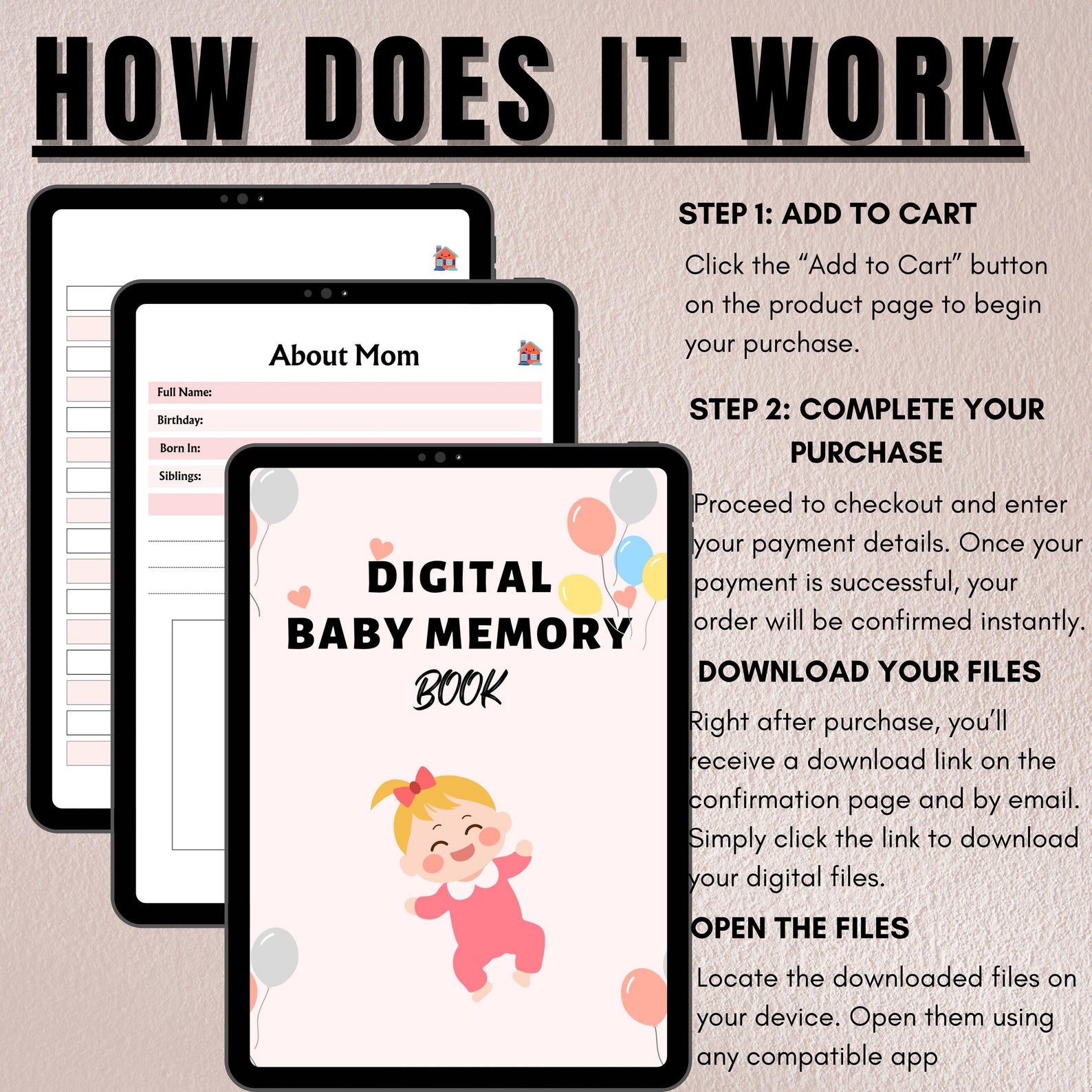 Editable Baby Memory Book Template: Milestone Journal Keepsake (8.5x11 ...