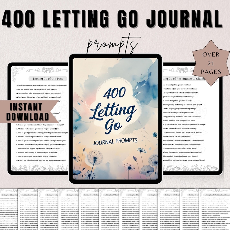 Letting Go Journal Prompts: Healing & Growth (printable PDF + Canva ...