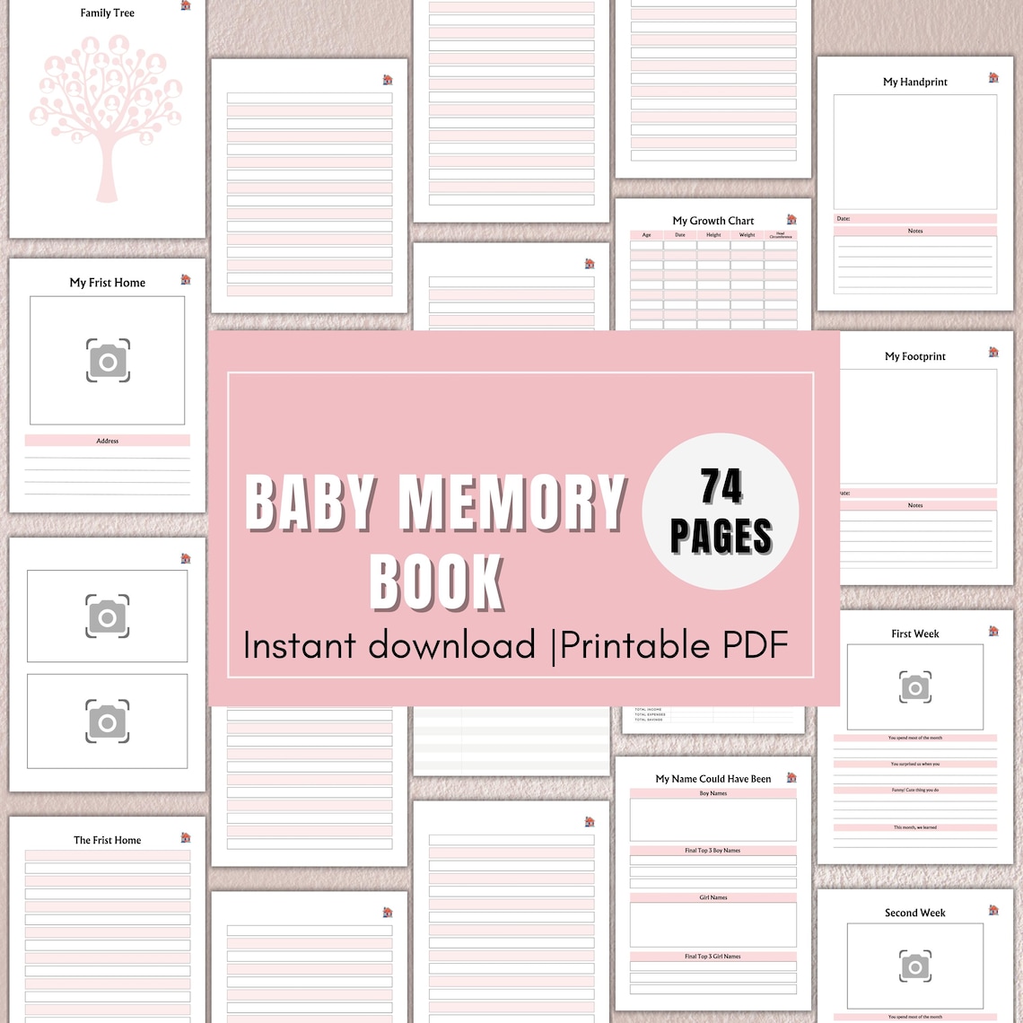 Editable Baby Memory Book Template: Milestone Journal Keepsake (8.5x11 ...